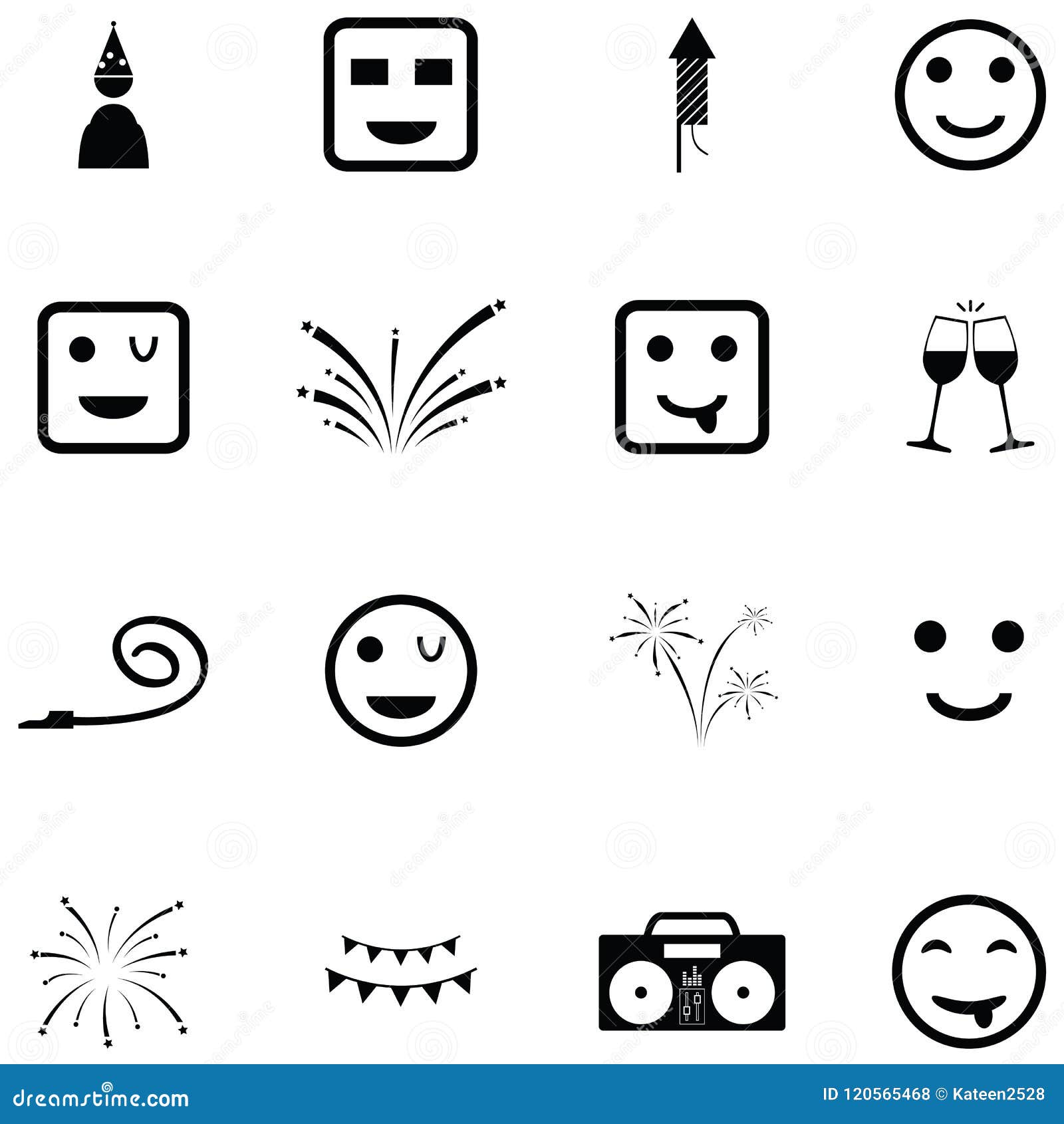 Fun icon set stock vector. Illustration of event, face - 120565468
