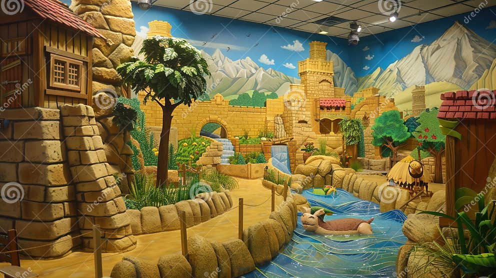 Fun Interactive Scenes of Biblical Teachings Stock Illustration ...