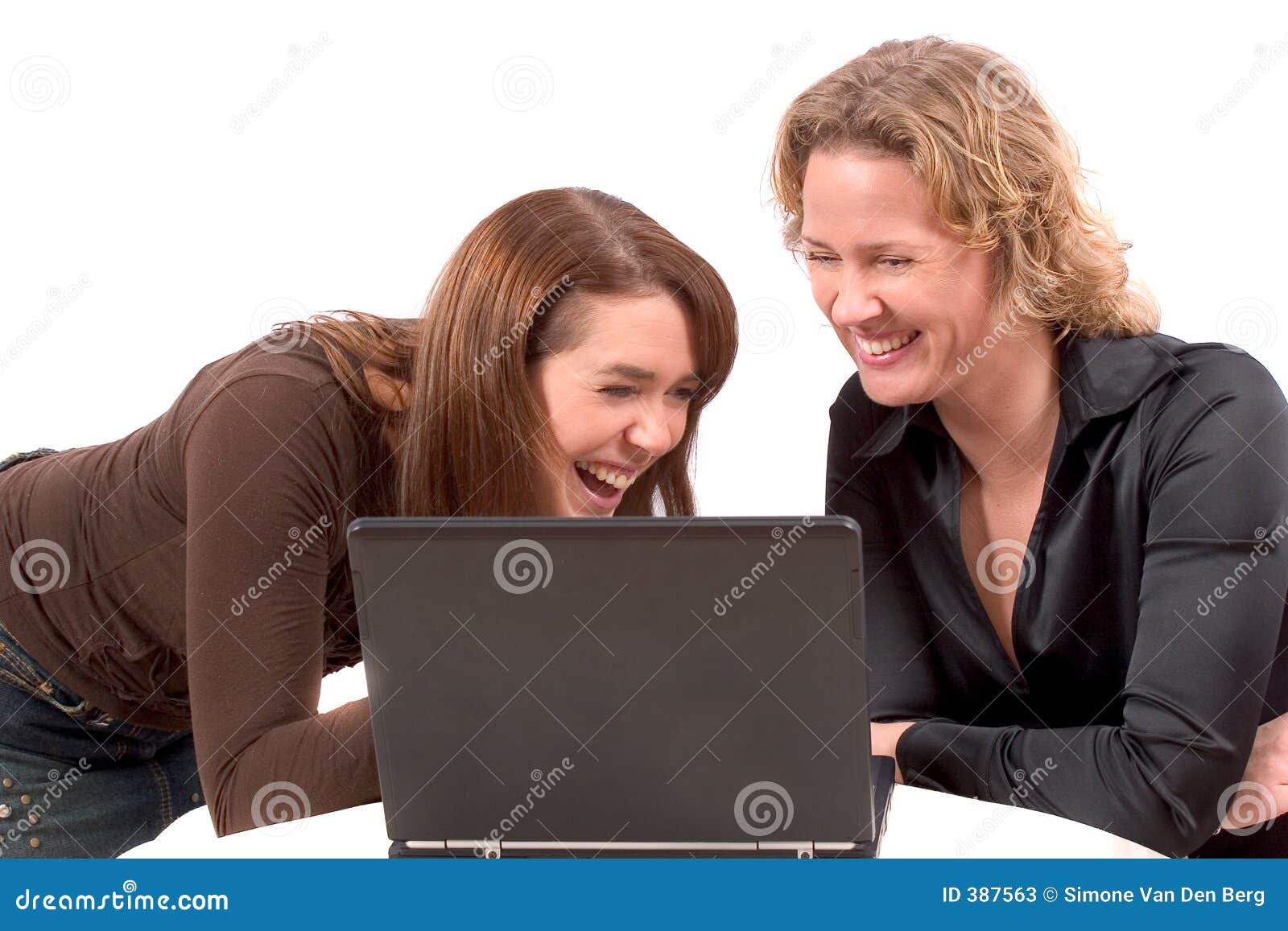 Fun on the internet stock image. Image of computer, brunette - 387563