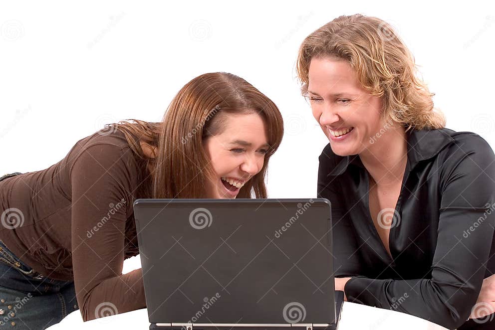 Fun on the internet stock image. Image of computer, brunette - 387563