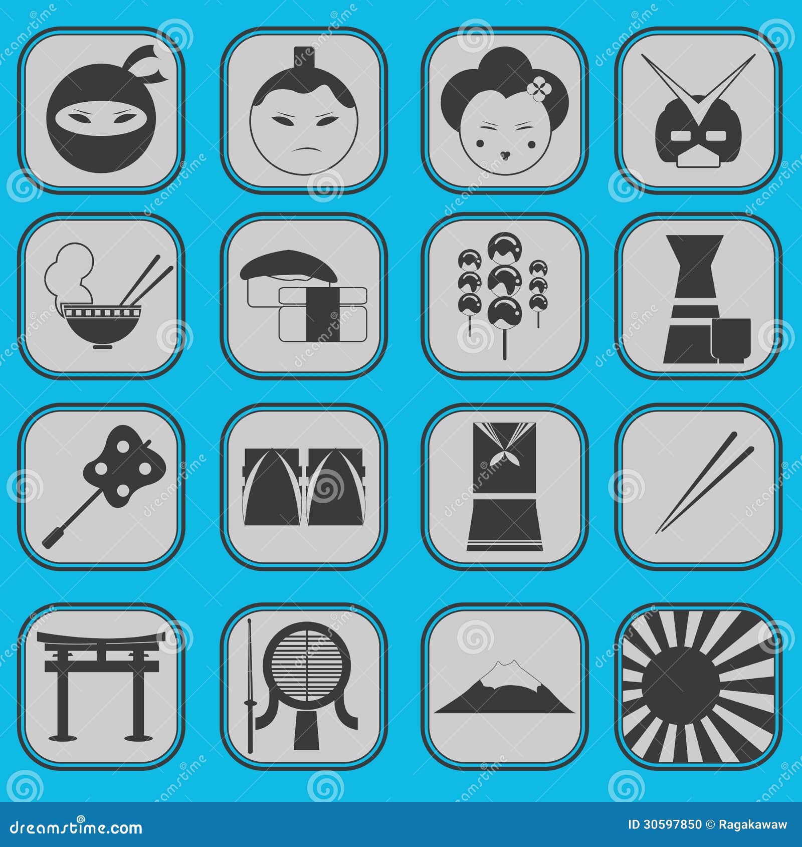 Fun Japanese Icon Pictogram Collection Set Complet Stock Vector ...