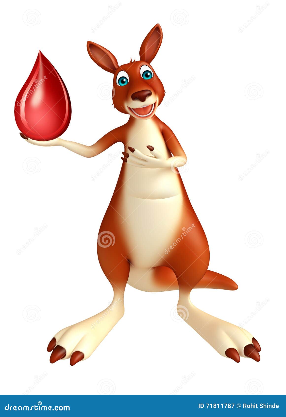 Fun Kangaroo Cartoon Character with Blood Drop Stock Illustration ...