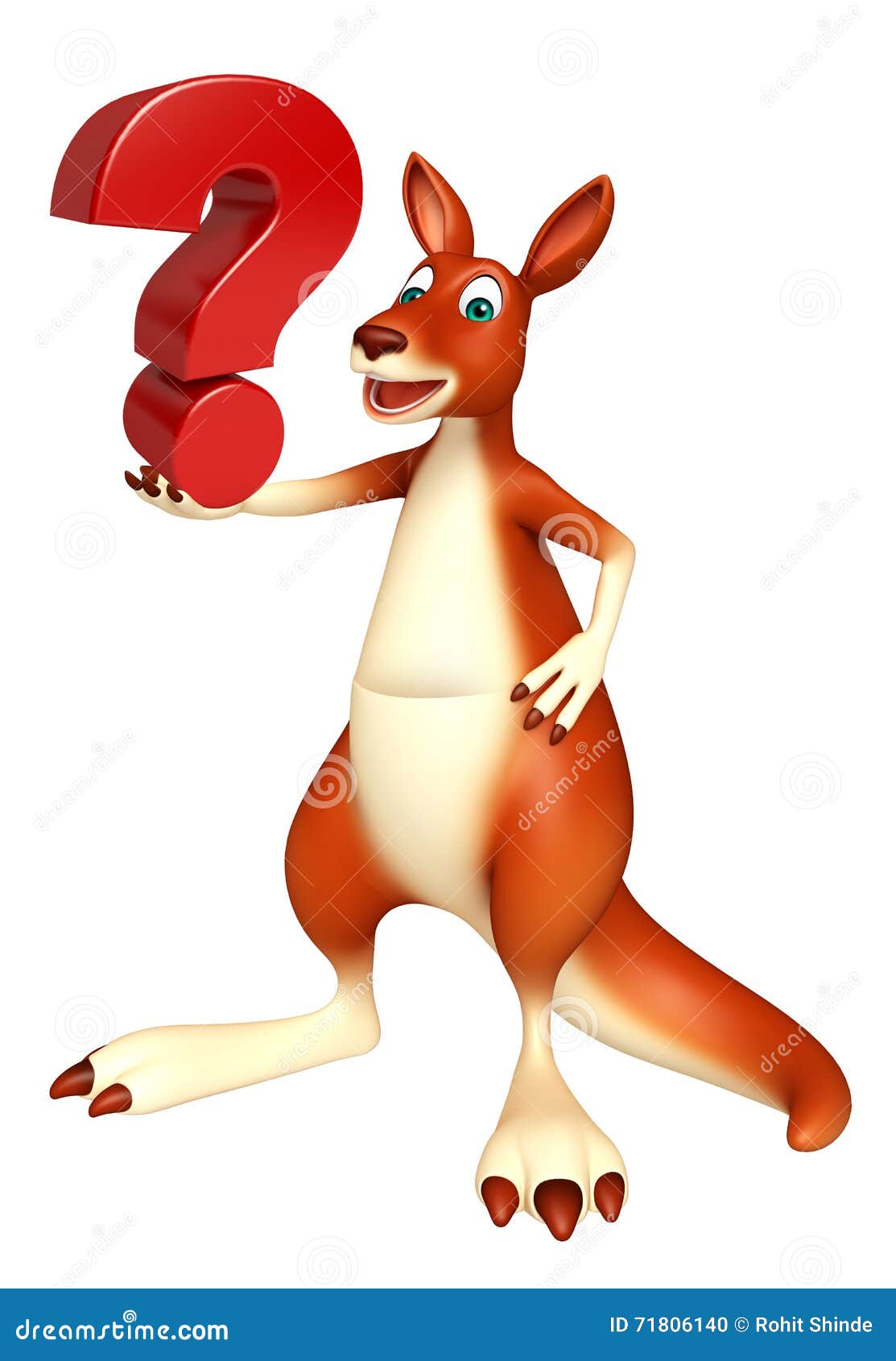 Fun Kangaroo Cartoon Character with Question Sign Stock Illustration ...