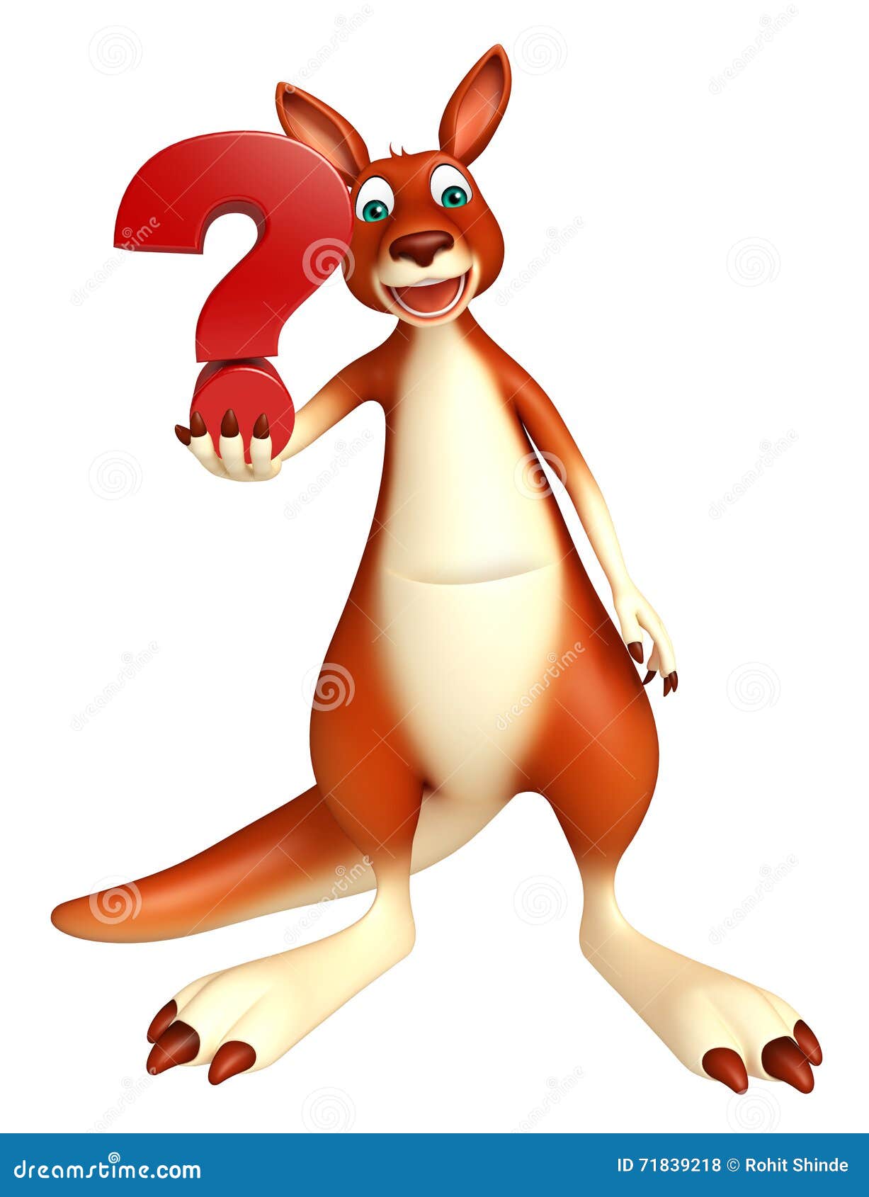 Fun Kangaroo Cartoon Character with Question Sign Stock Illustration ...