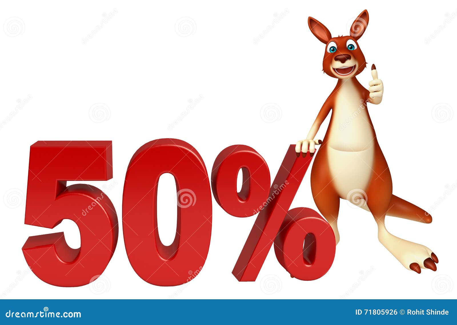 Fun Kangaroo Cartoon Character with 50 Sign Stock Illustration ...