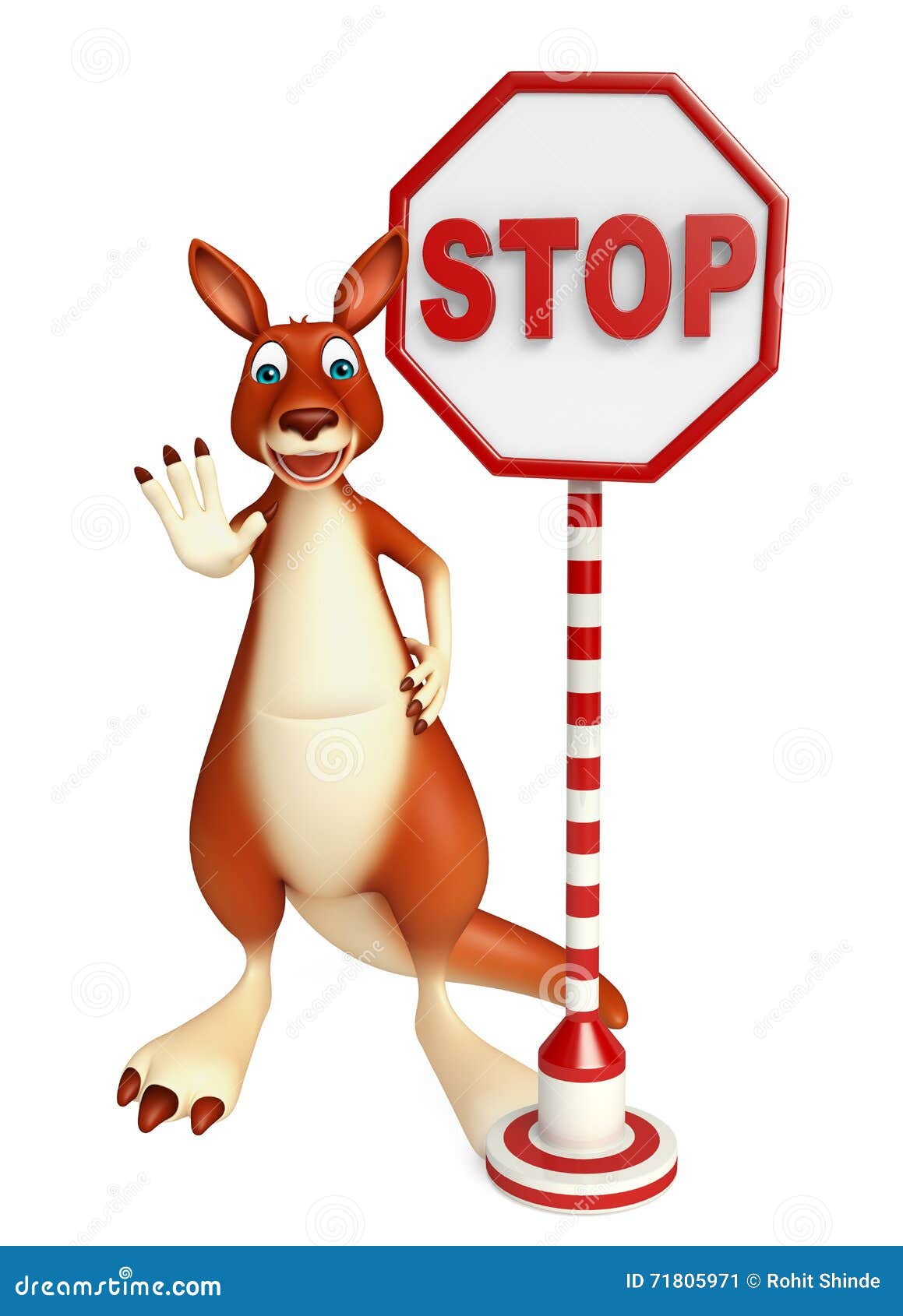 Fun Kangaroo Cartoon Character with Stop Sign Stock Illustration ...