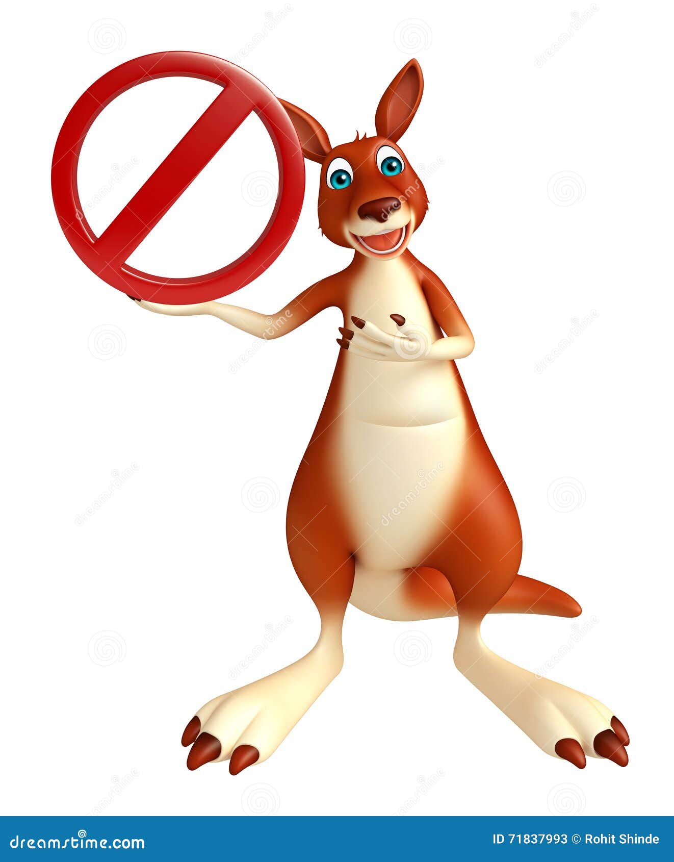 Fun Kangaroo Cartoon Character with Stop Sign Stock Illustration ...