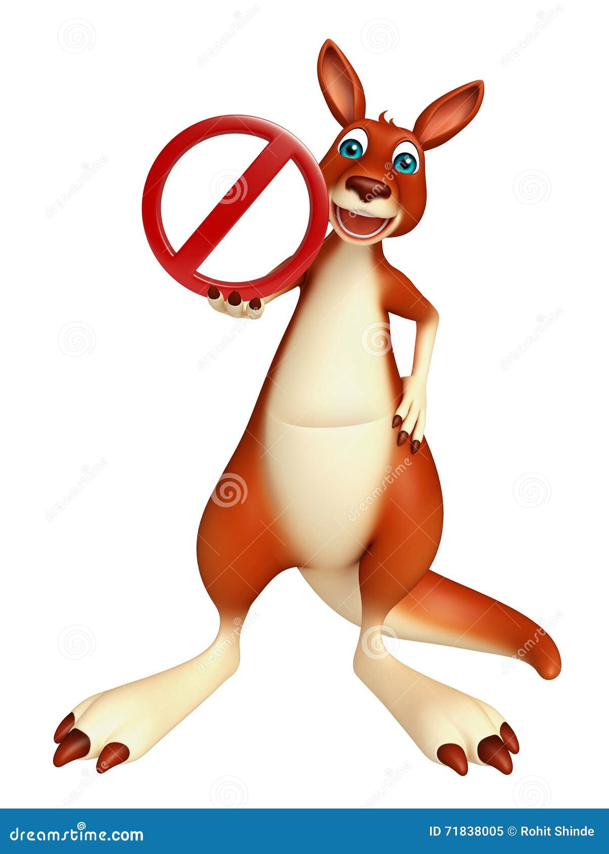 Fun Kangaroo Cartoon Character with Stop Sign Stock Illustration ...
