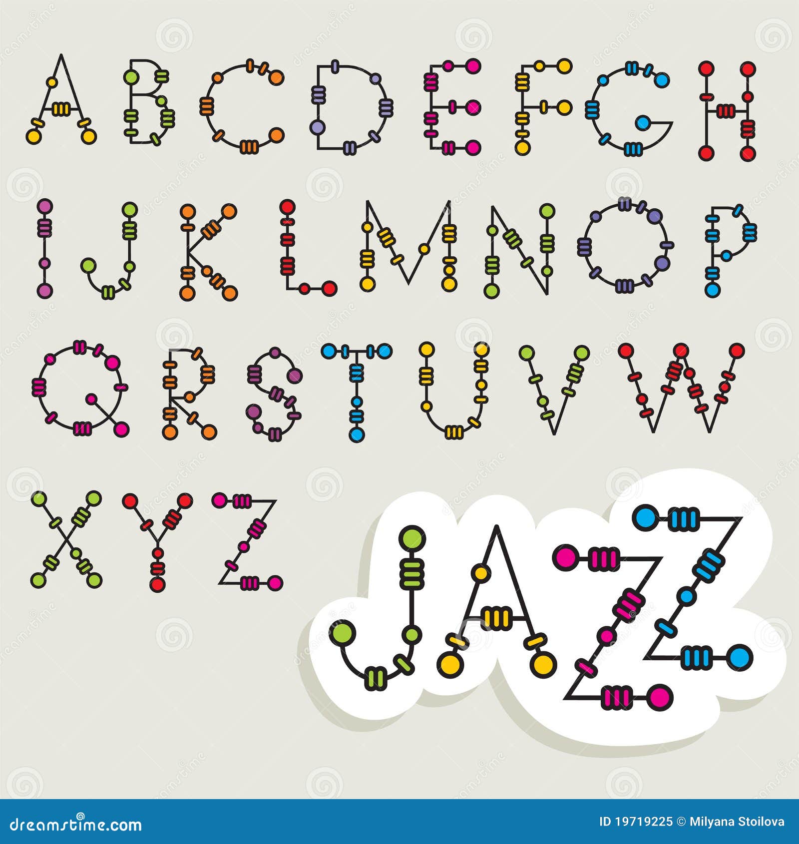 Fun latin alphabet stock vector. Illustration of beads - 19719225