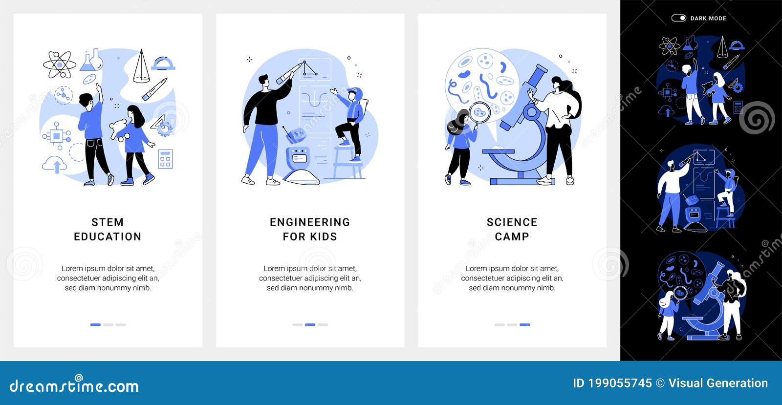 Fun Learning Activities Mobile App UI Kit. Stock Vector - Illustration ...