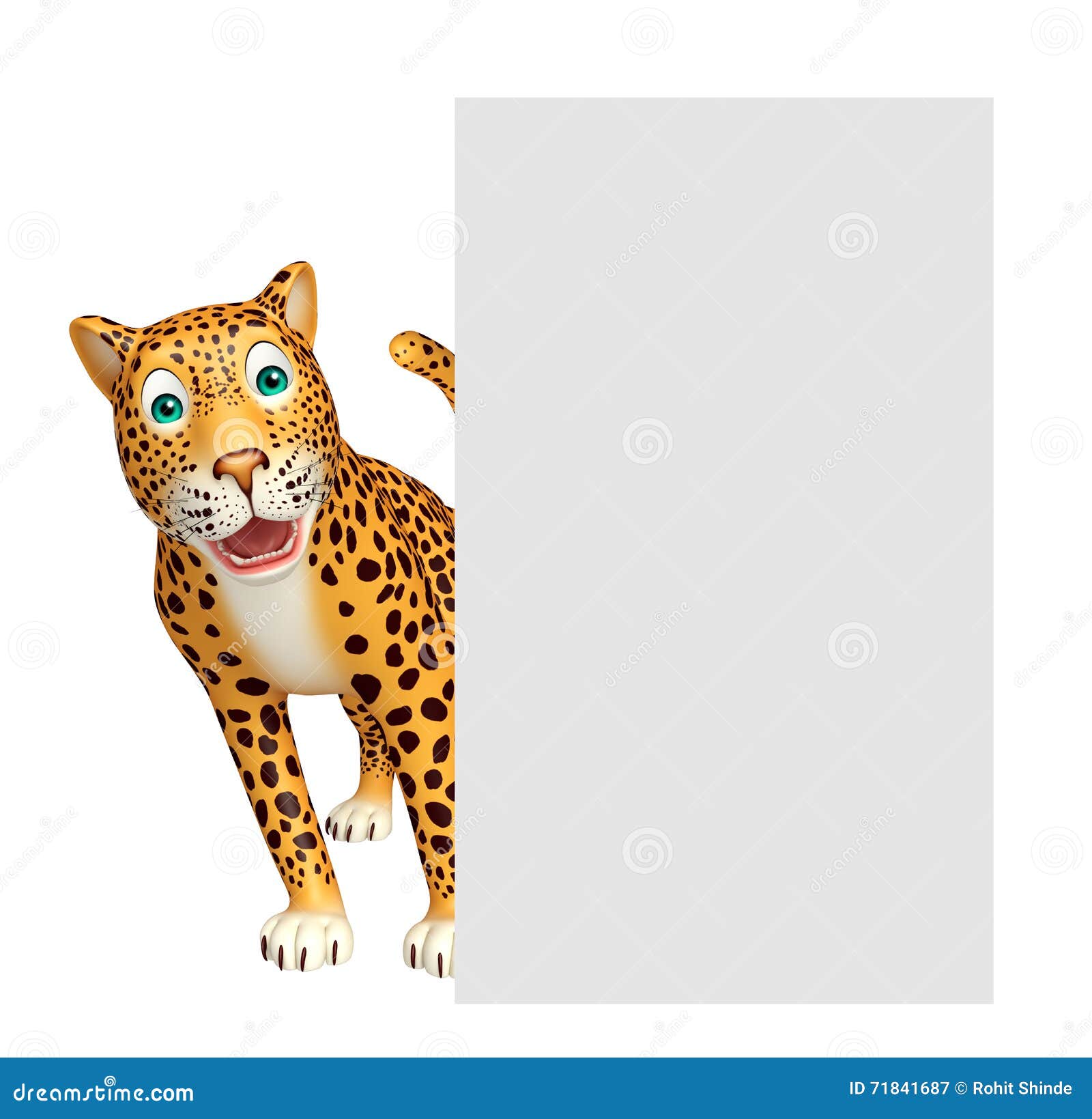 Fun Leopard Cartoon Character with Board Stock Illustration ...