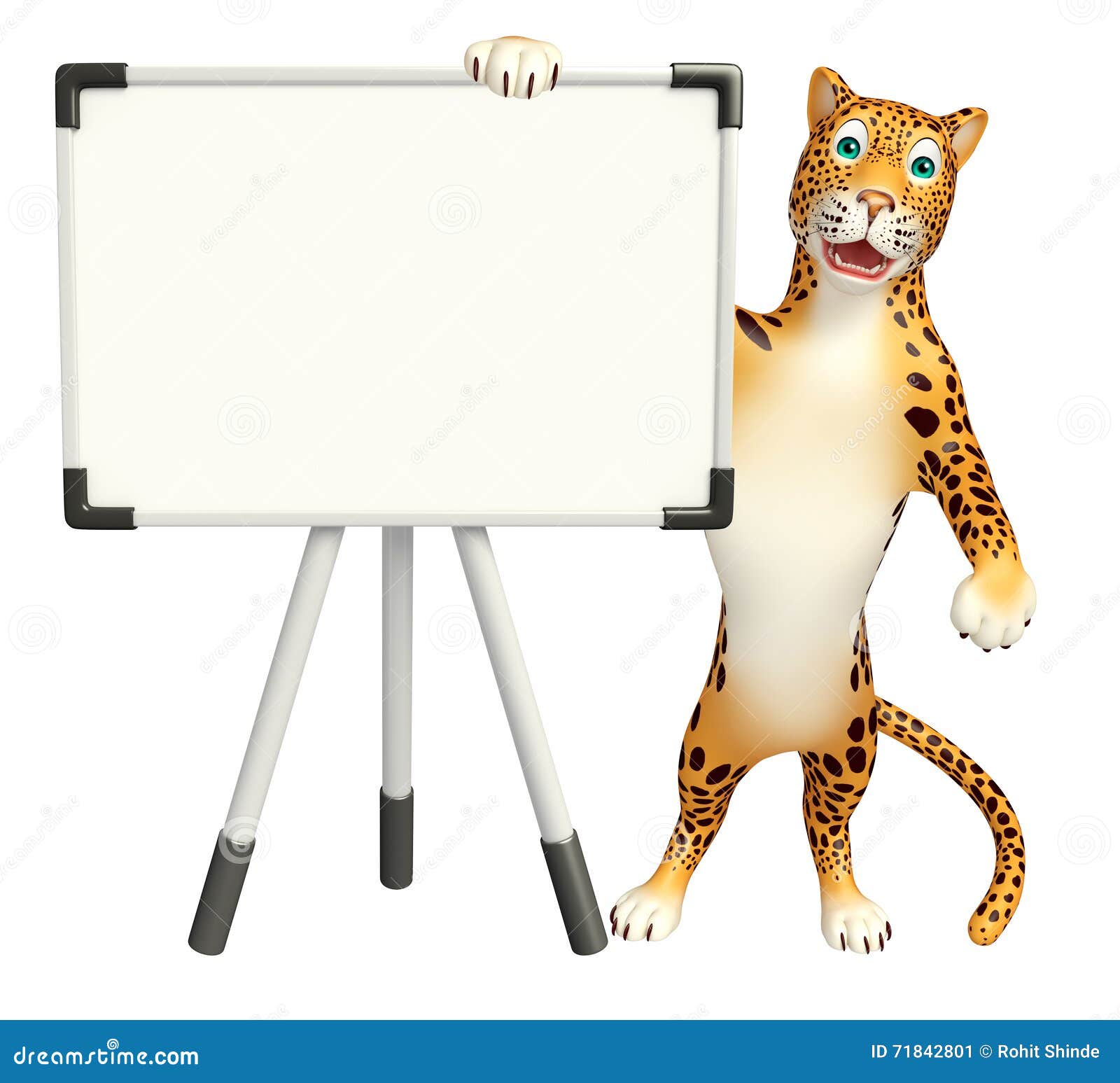 Fun Leopard Cartoon Character with Display Board Stock Illustration ...
