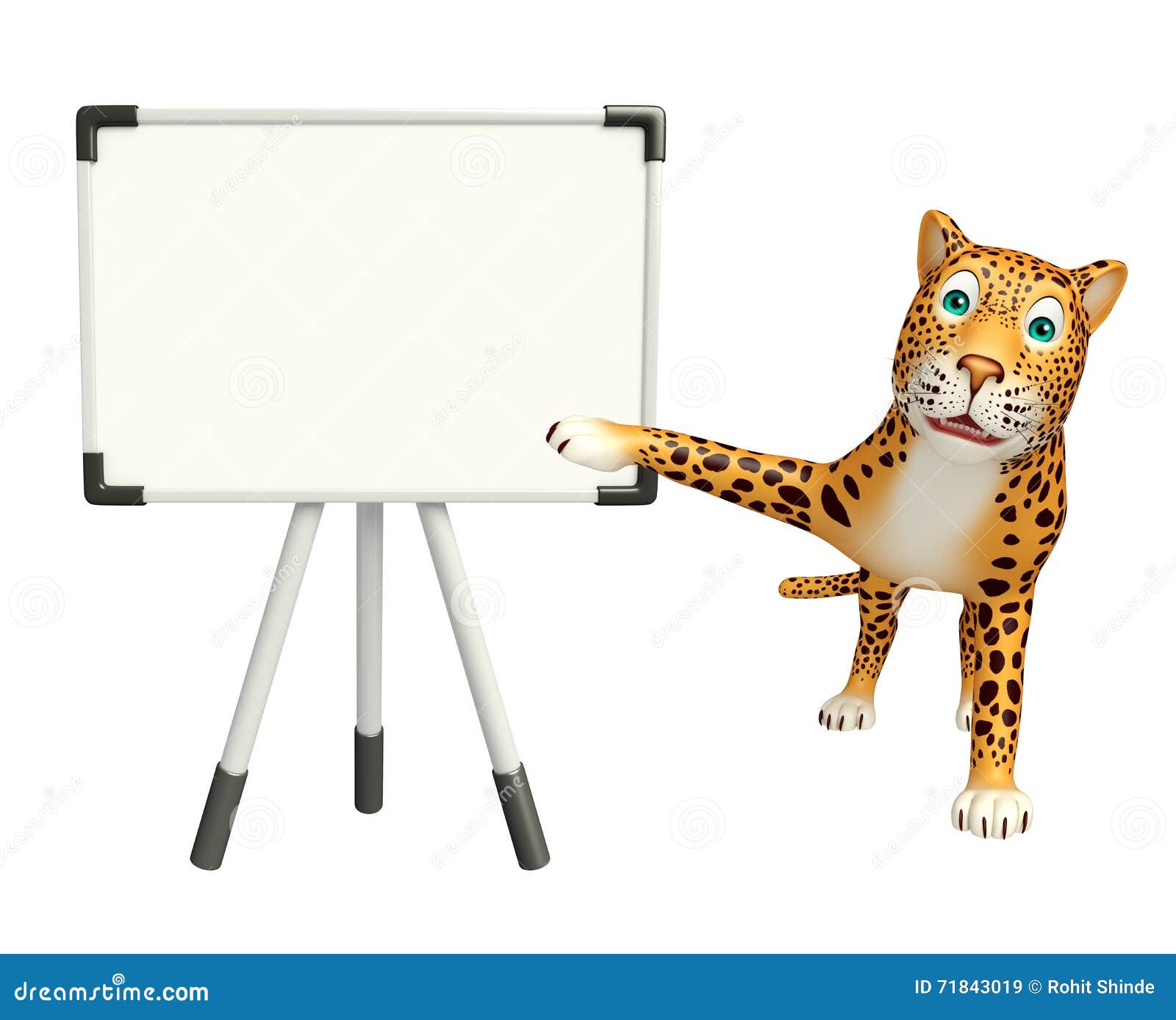 Fun Leopard Cartoon Character with Display Board Stock Illustration ...