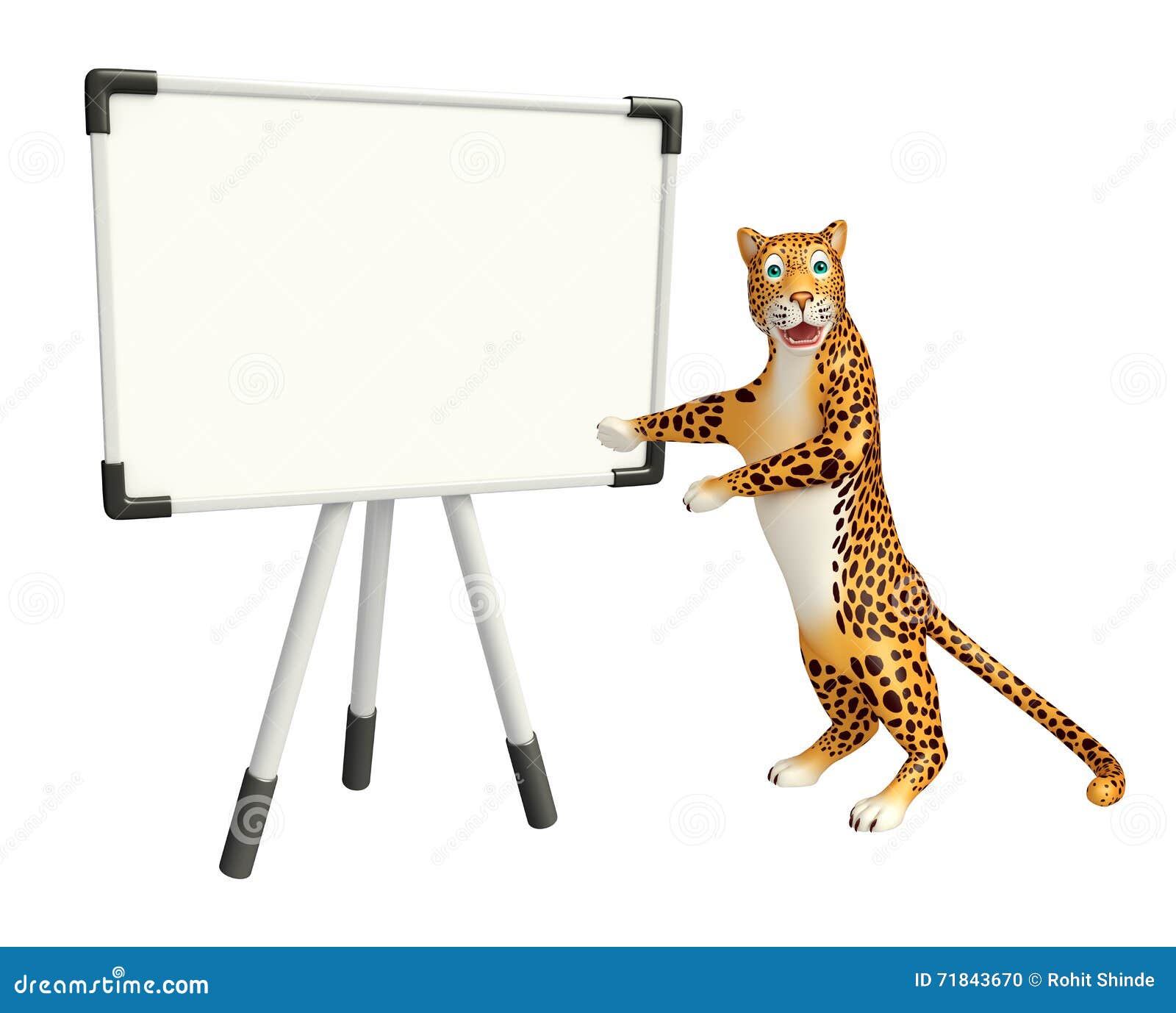 Fun Leopard Cartoon Character with Display Board Stock Illustration ...