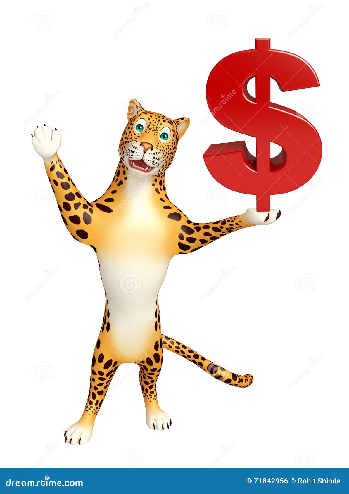 Fun Leopard Cartoon Character with Dollar Sign Stock Illustration ...