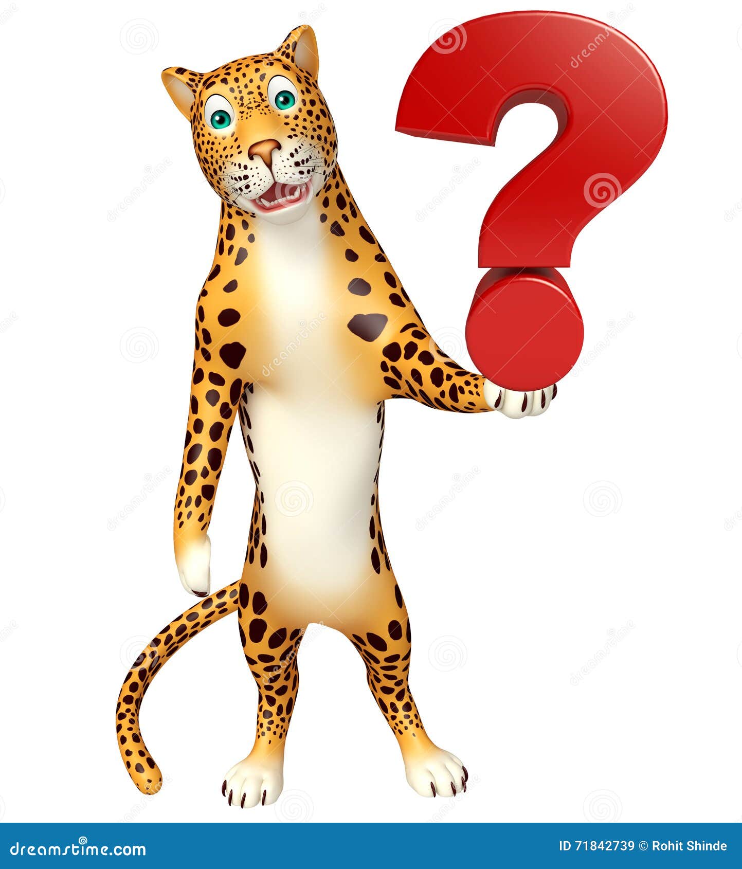 Fun Leopard Cartoon Character with Question Sign Stock Illustration ...