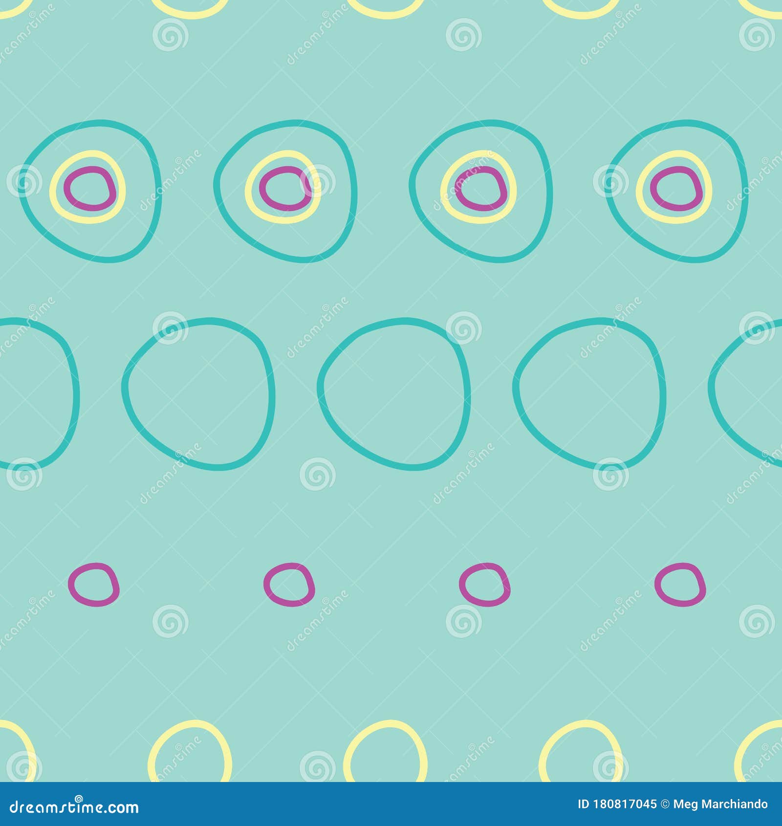Fun Lines Circles and Rings on Bright Fun Dots in Circles on Light Blue ...