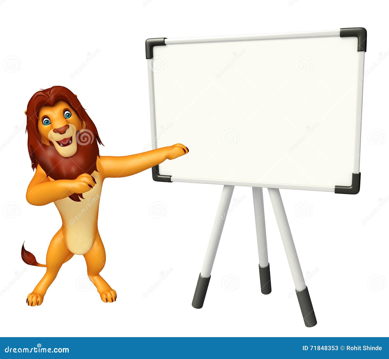 Fun Lion Cartoon Character with Display Board Stock Illustration ...