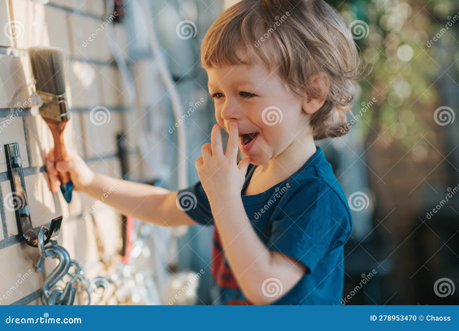 Little Kid Playing with Work Tools Stock Photo - Image of caucasian ...