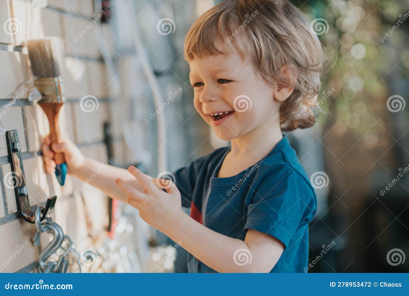 Little Kid Playing with Work Tools Stock Photo - Image of young, tools ...
