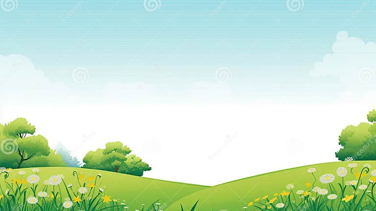 Fun and Lively Cartoon Landscape Backdrop Stock Illustration ...