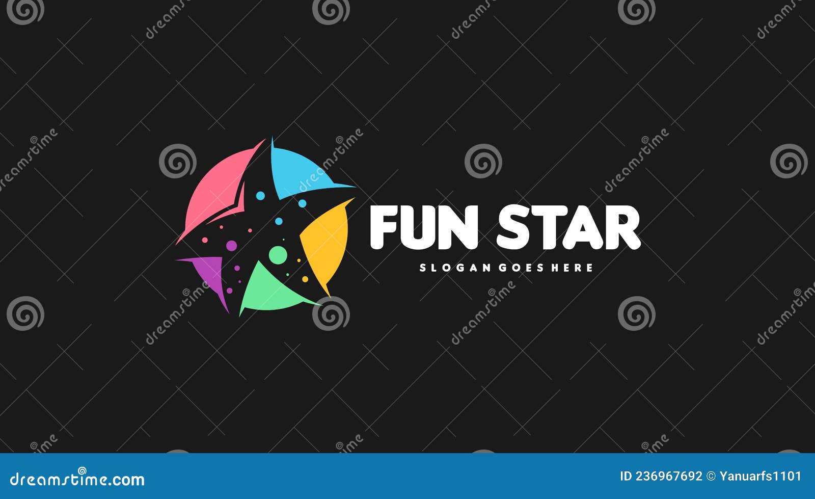 Fun Logo Concept Vector Isolated in Black Background Stock Vector ...