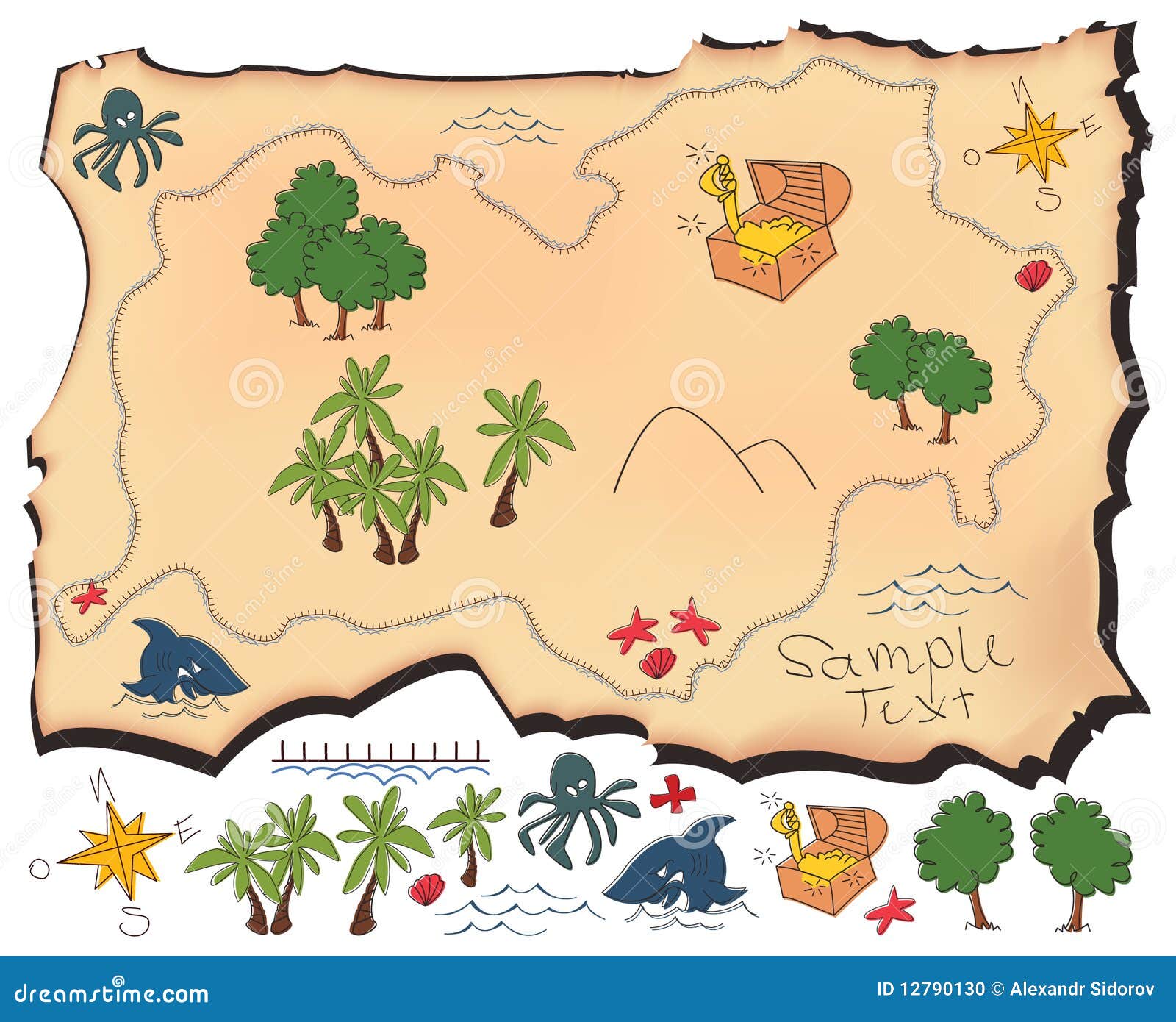 Fun map stock vector. Illustration of land, brown, island - 12790130