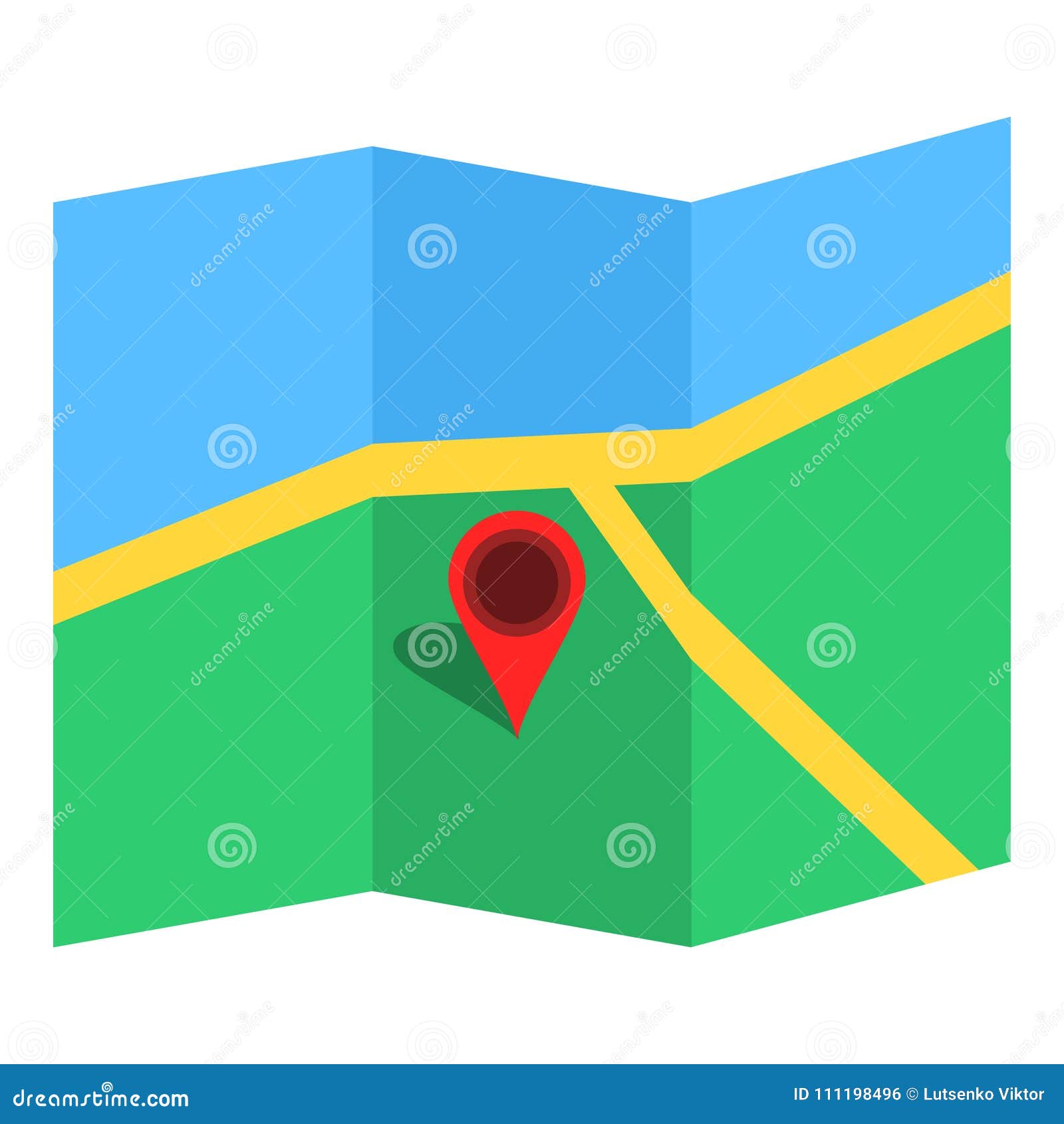 Fun Map with Map Pin Flat Design Stock Illustration - Illustration of ...