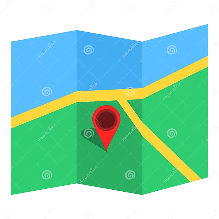 Fun Map with Map Pin Flat Design Stock Illustration - Illustration of ...