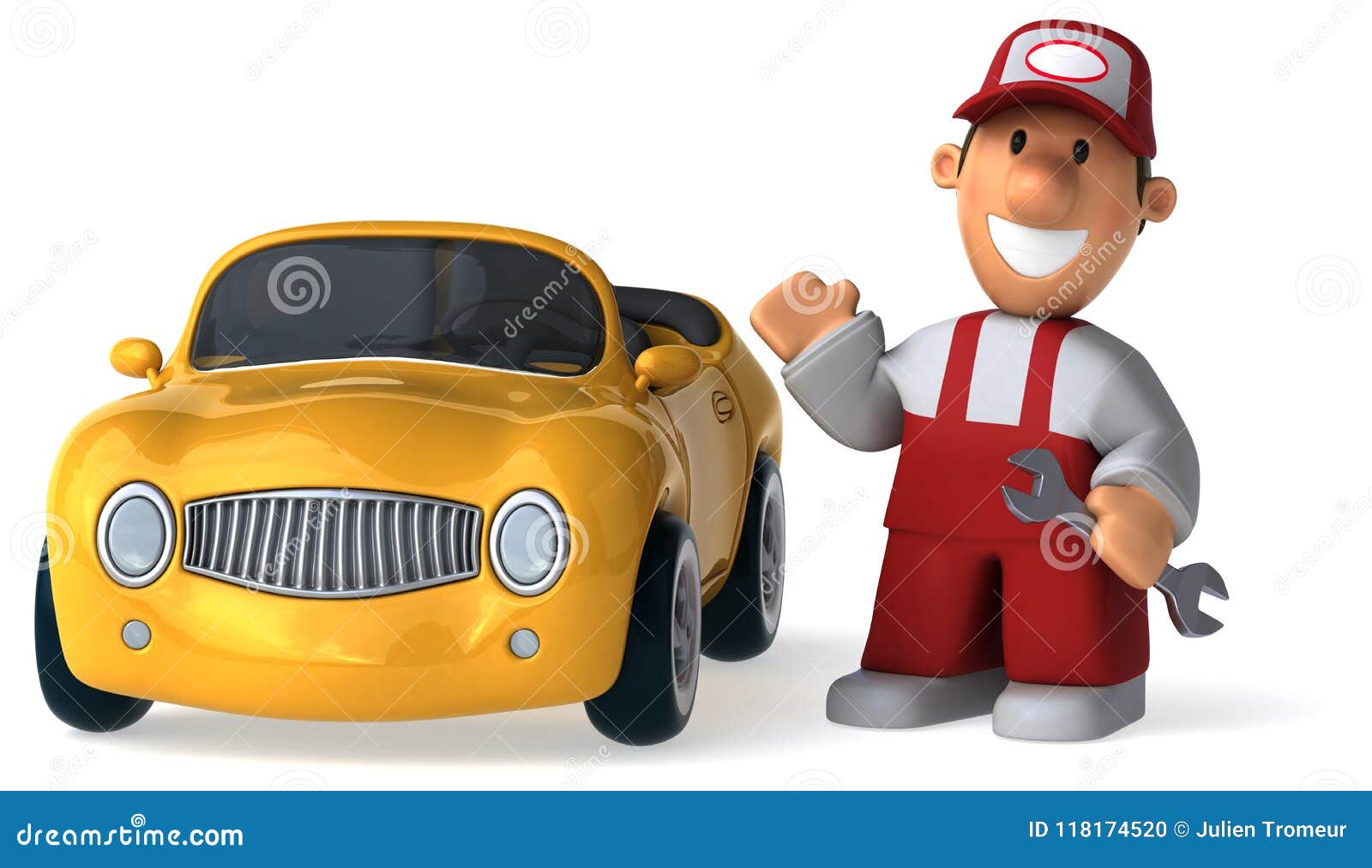 Fun Mechanic - 3D Illustration Stock Illustration - Illustration of ...