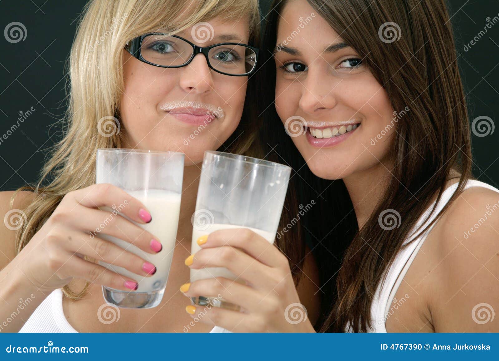 Fun with milk stock photo. Image of friends, pair, happiness - 4767390