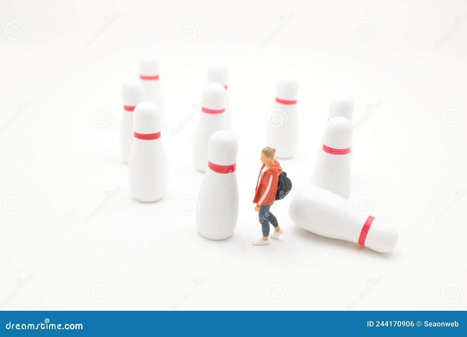 A Fun of Mini Figure with the Bowling Stock Photo - Image of bowling ...