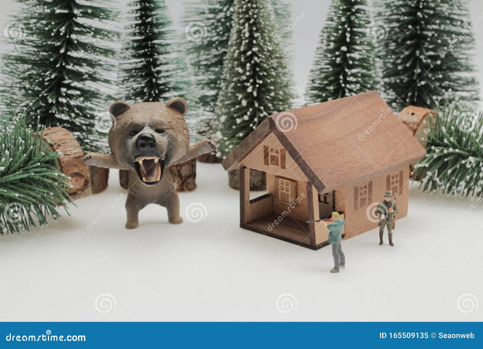 The Fun of Mini Figure World with the Mini Tree Stock Image - Image of ...