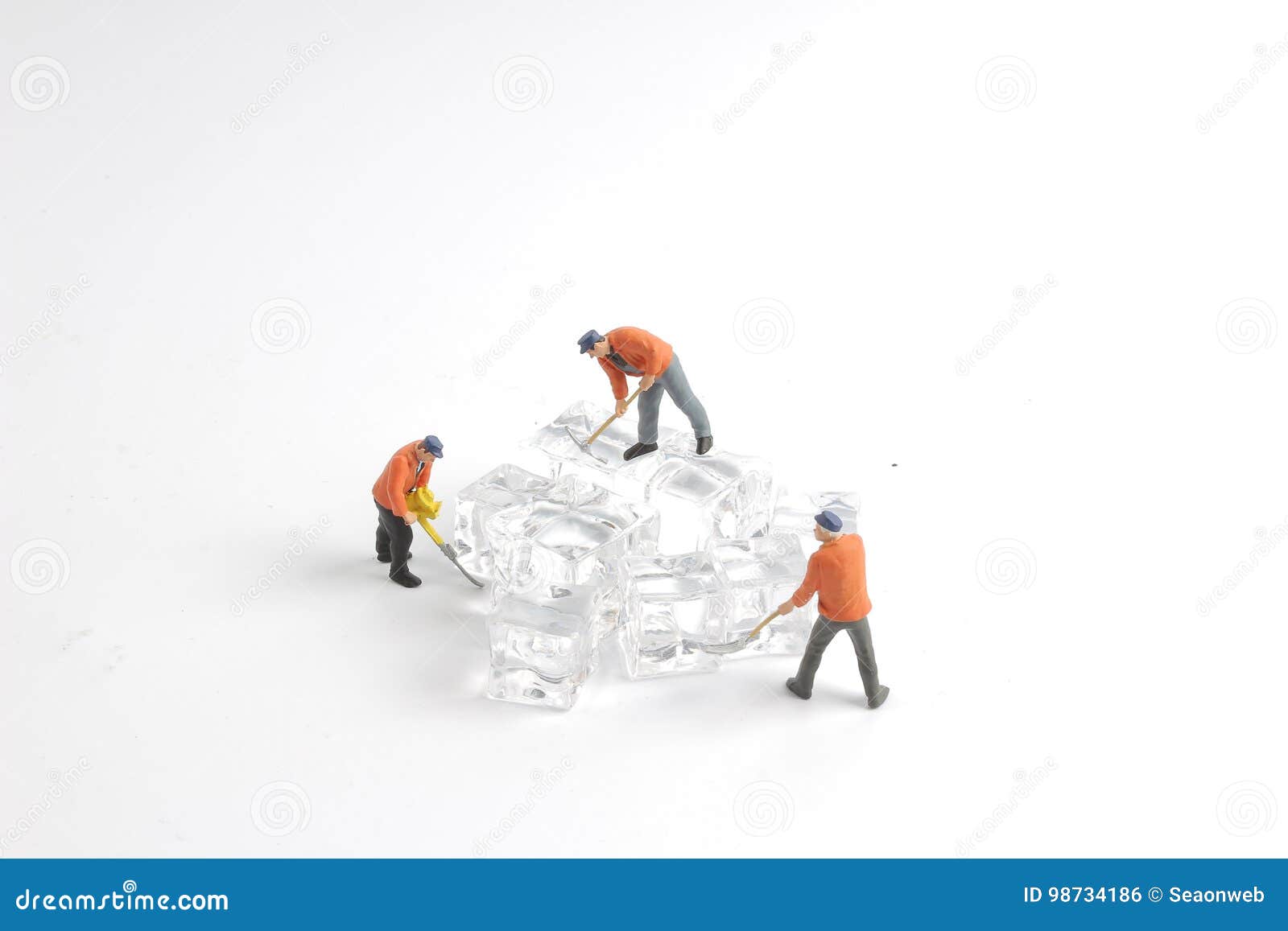 Fun Mini Tiny Workers on Ice Nature Stock Photo - Image of drink ...