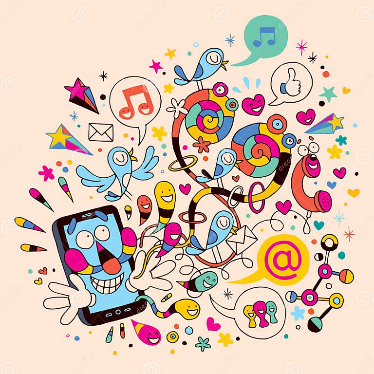 Fun mobile phone stock vector. Illustration of burst - 27383753