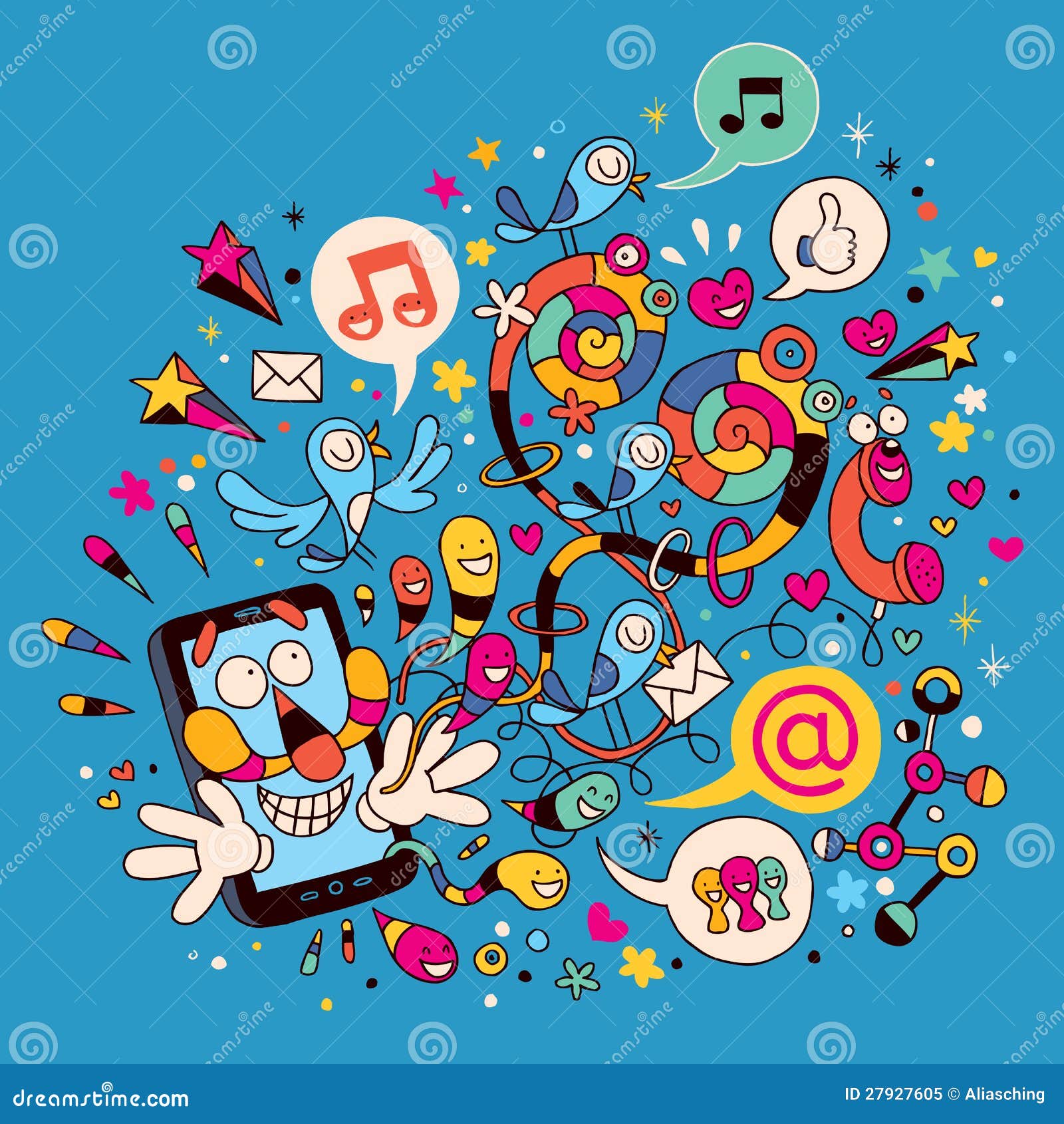 Fun mobile phone stock vector. Illustration of email - 27927605
