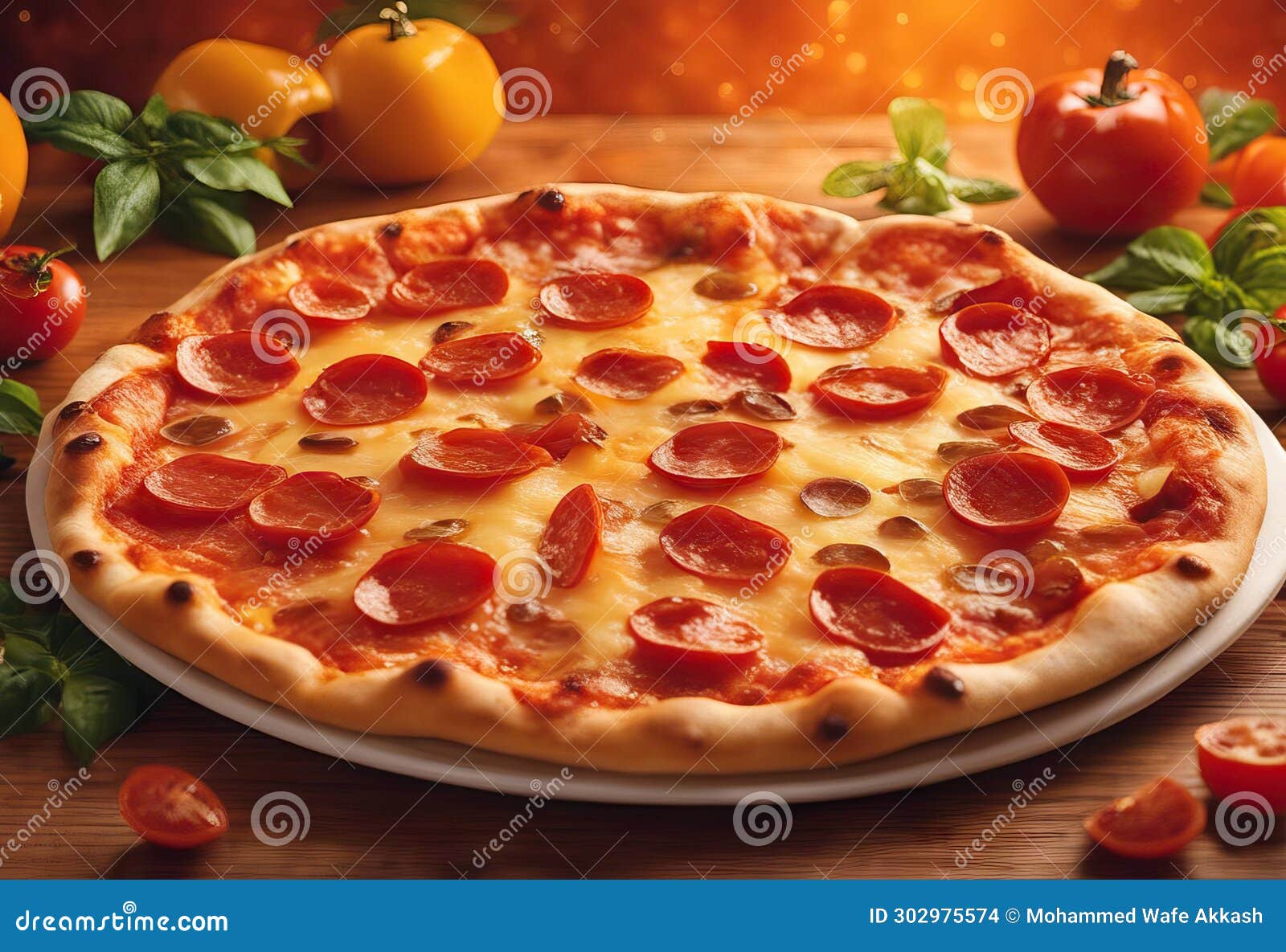 Fun and Modern Seamless Pattern of a Pizza on a Funky Bright Orange ...