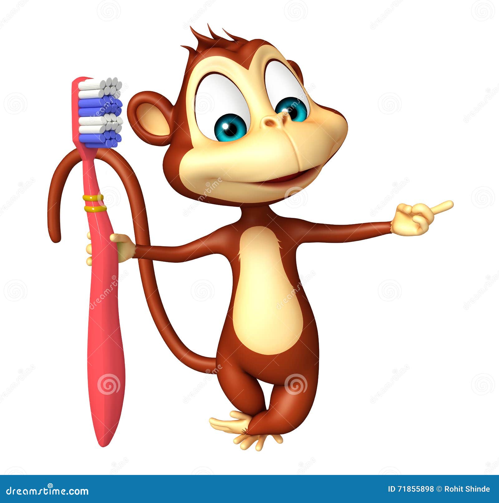 Fun Monkey Cartoon Character with Tooth Brush Stock Illustration ...