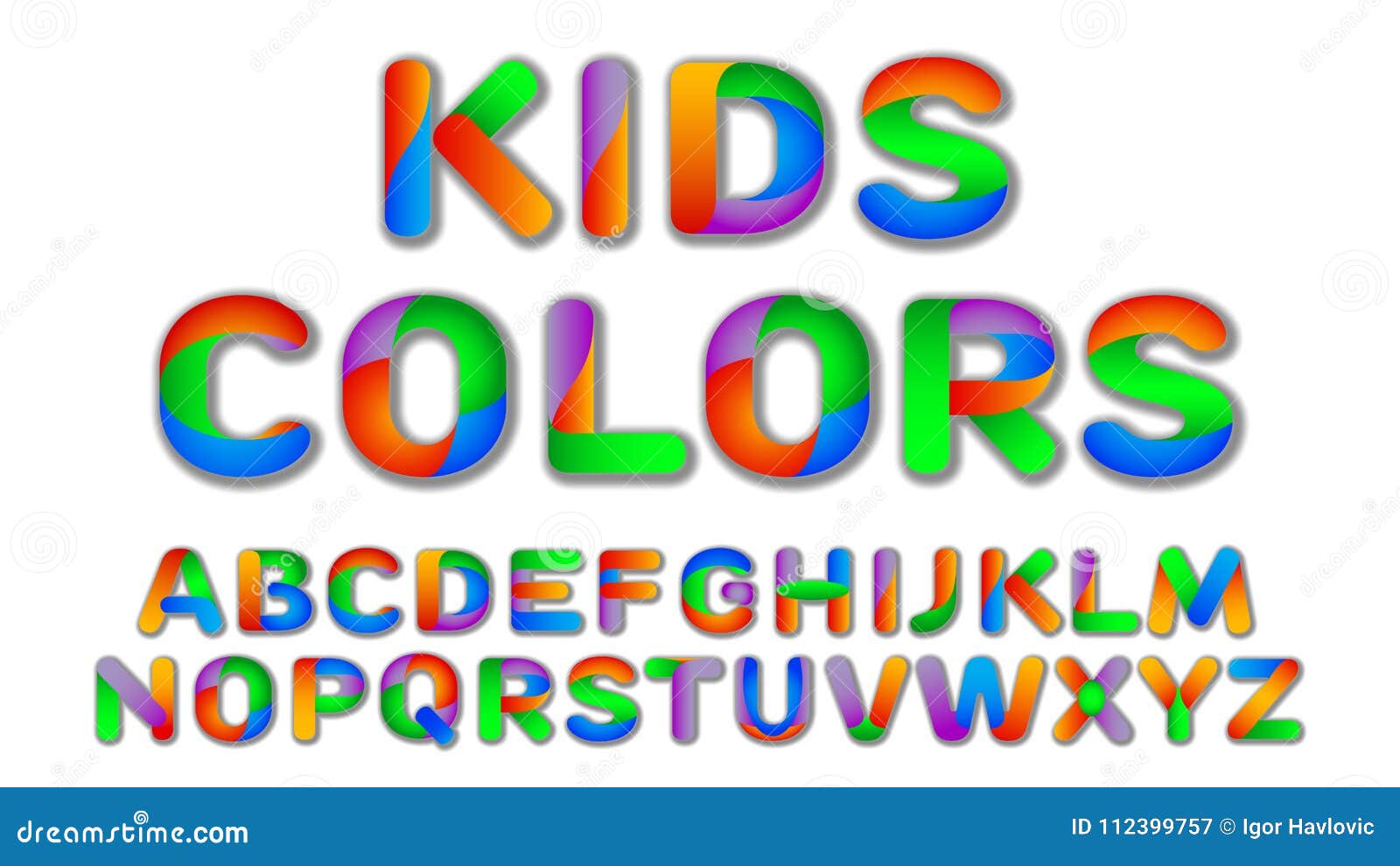 Fun Multi Color Kids Custom Font. Stock Vector - Illustration of ...