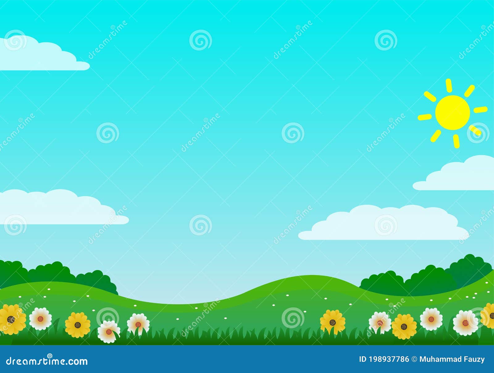 Fun Nature Landscape Vector Illustration with Colorful Design Stock ...