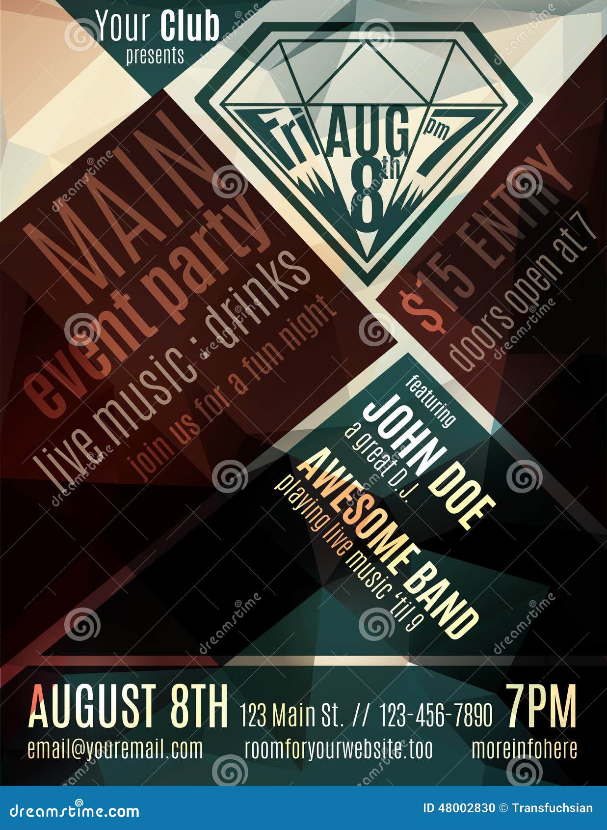 Fun Night Club Flyer Template Stock Vector - Illustration of abstract ...