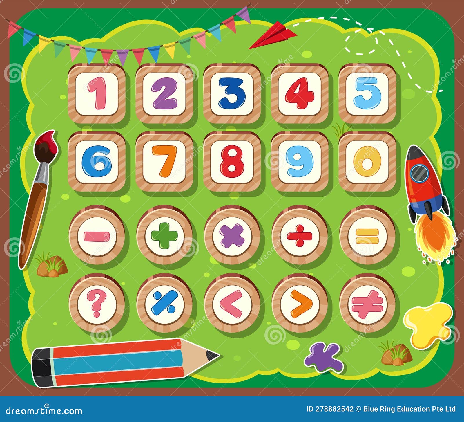 Fun Numbers and Symbols for Children Stock Vector - Illustration of ...