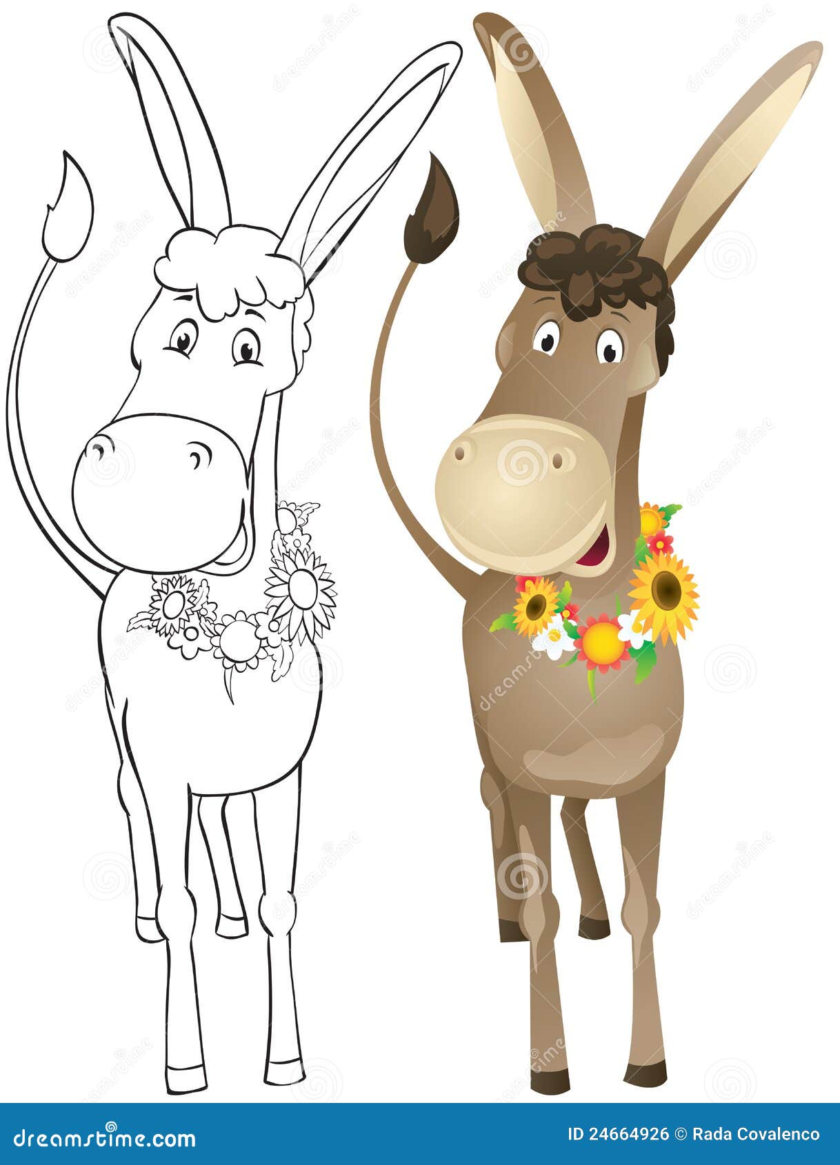 Fun Outline Donkey Vector Illustration | CartoonDealer.com #24664926
