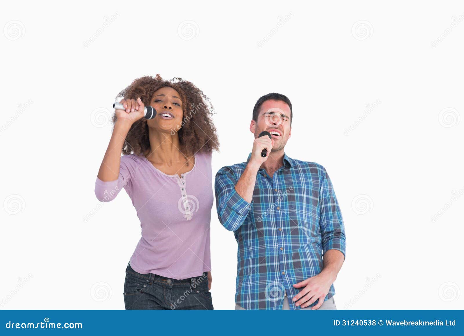 Fun Pair Singing At Karaoke Stock Photo - Image of singing ...