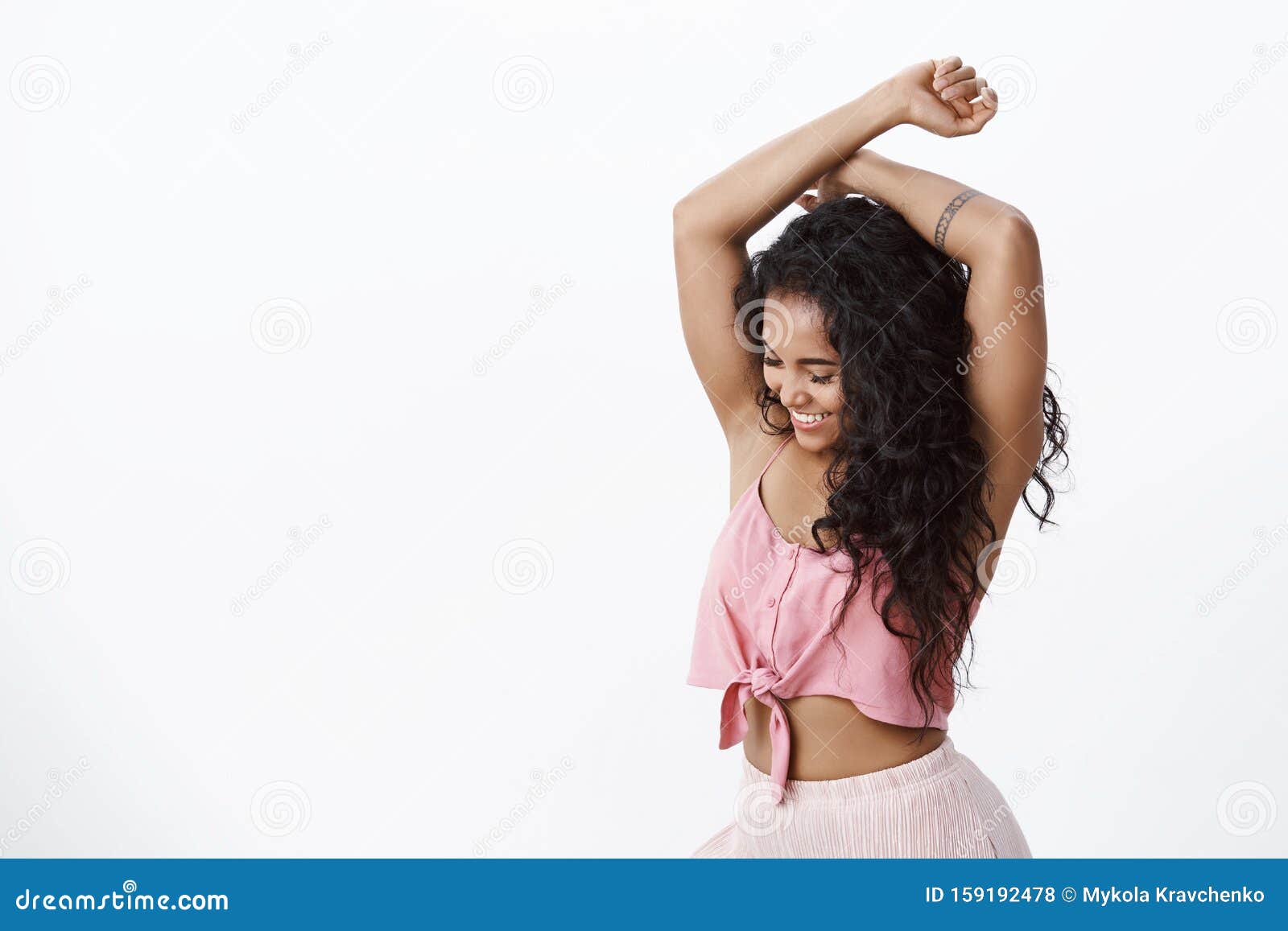 Fun Party And Beauty Concept Attractive Curly Haired African American