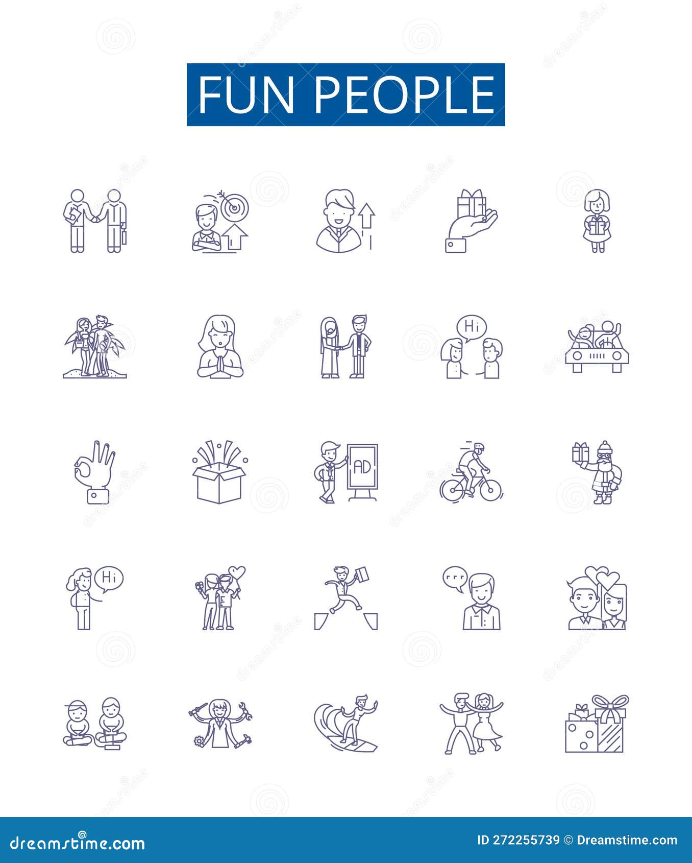 Fun People Line Icons Signs Set. Design Collection of Mirthful, Amusing ...