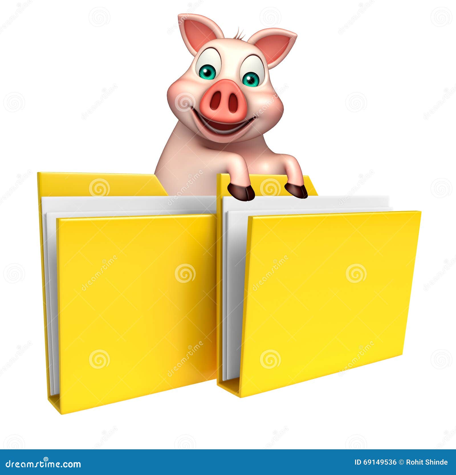 Fun Pig Cartoon Character with Folder Stock Illustration - Illustration ...
