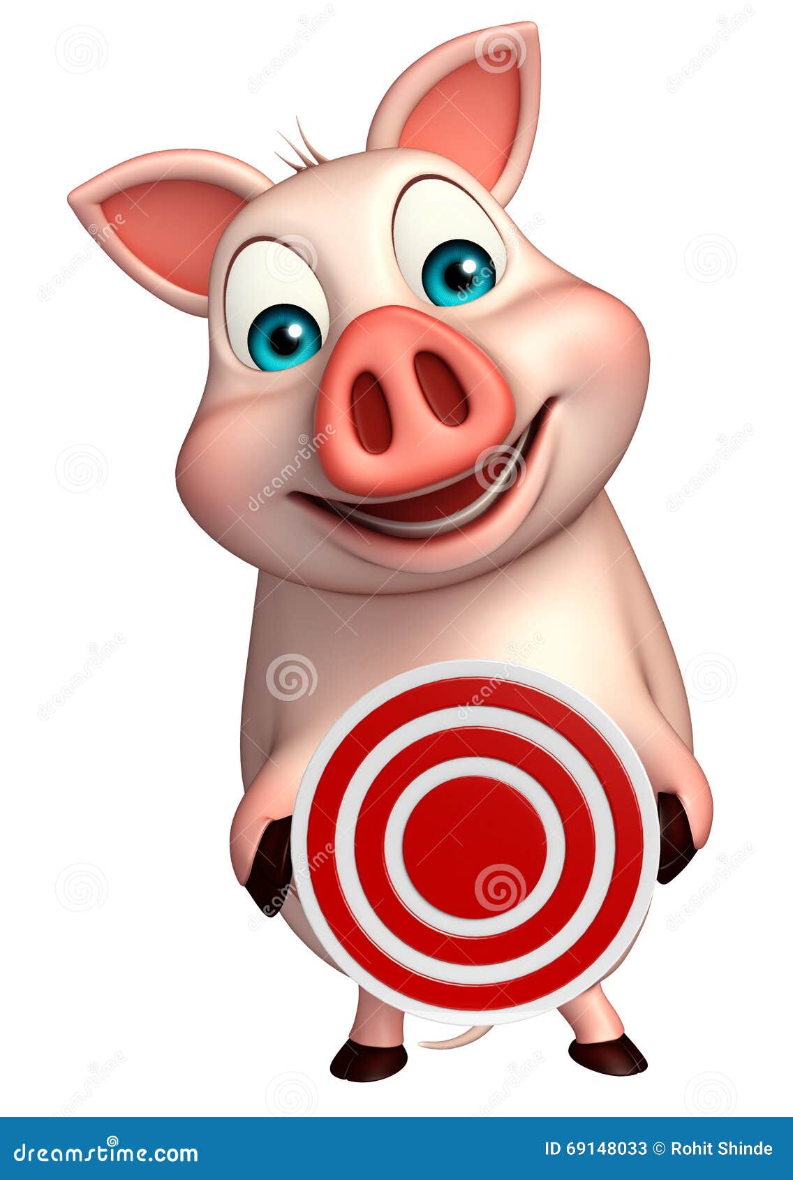 Fun Pig Cartoon Character with Target Stock Illustration - Illustration ...