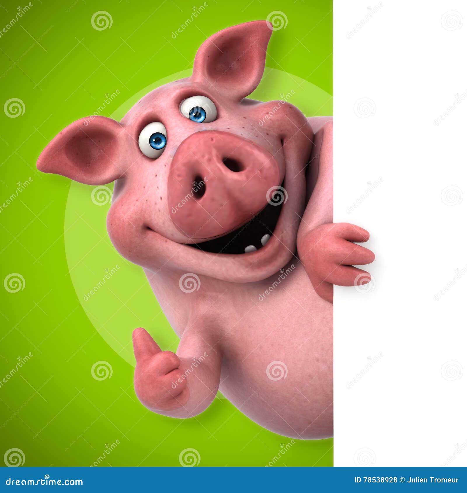 Fun pig - 3D Illustration stock illustration. Illustration of pink ...