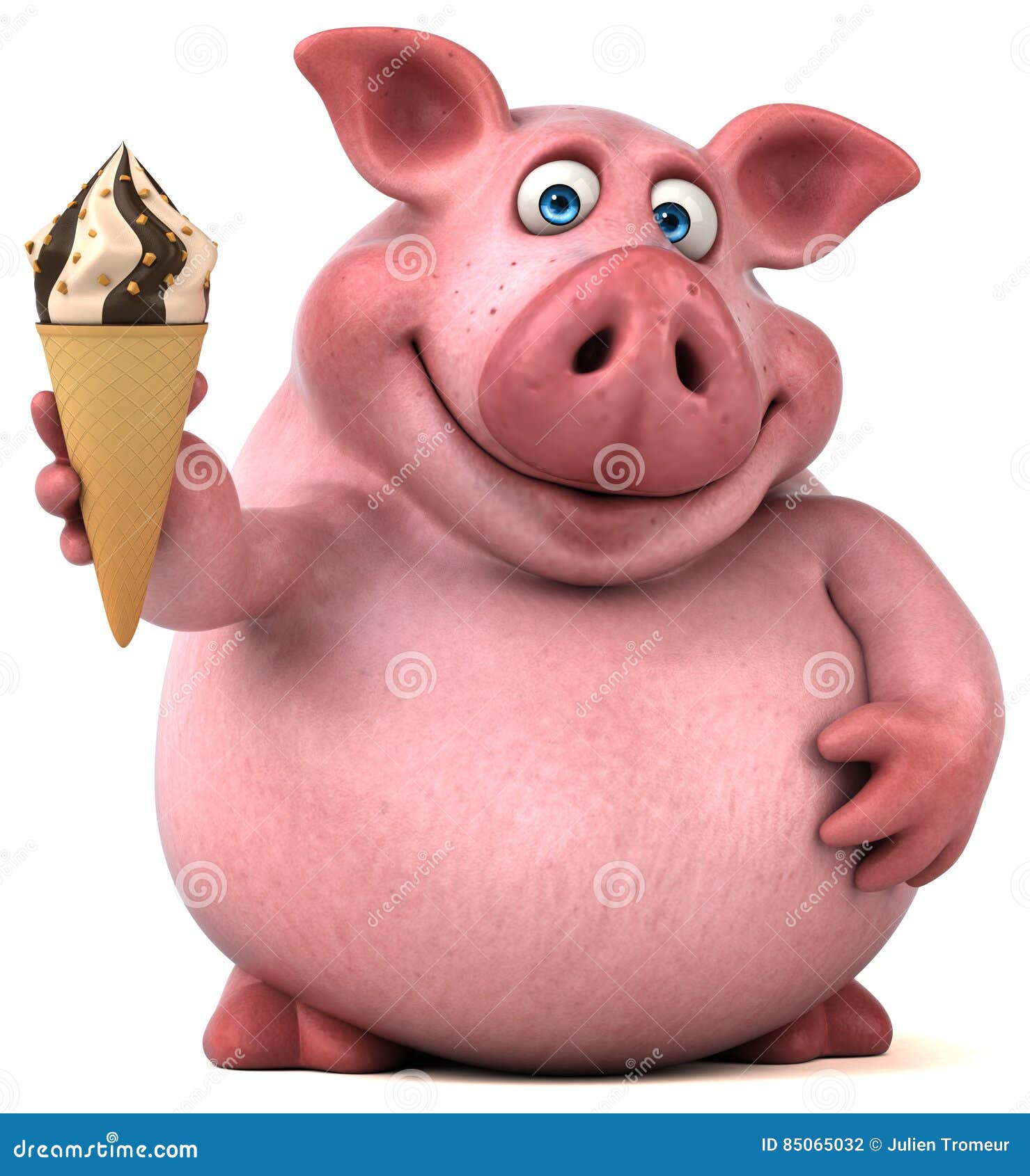 Fun pig - 3D Illustration stock illustration. Illustration of pink ...
